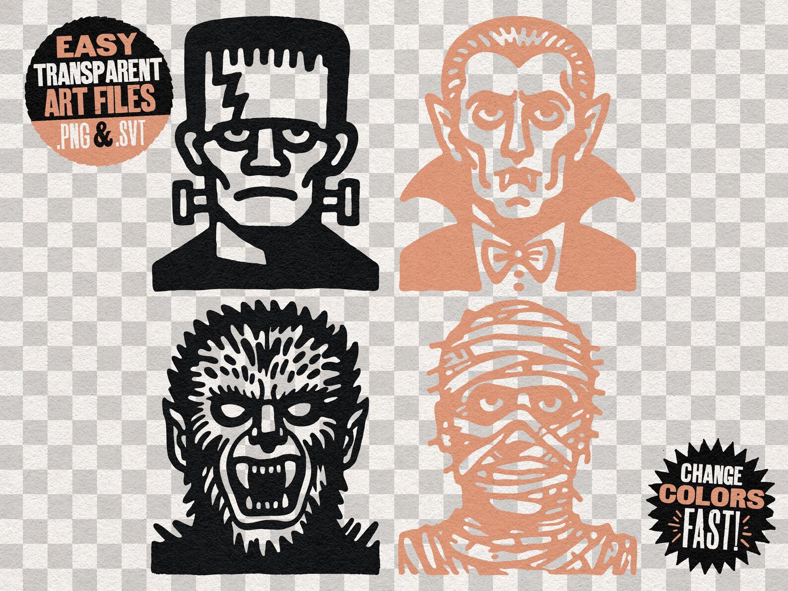 Universal Monster Pop Art Portrait Bundle - Frankenstein Dracula ...