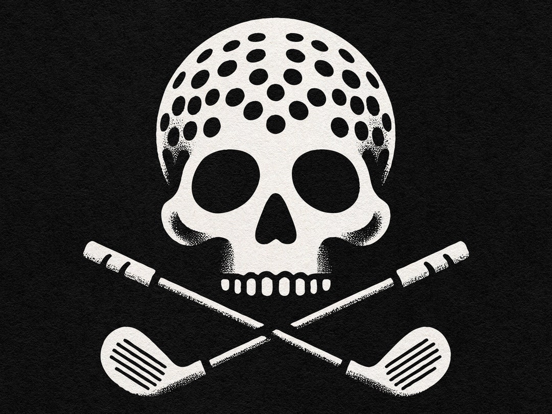 Golf Ball Skull & Golf Club Crossbones - Golfing Sports Art Graphic ...