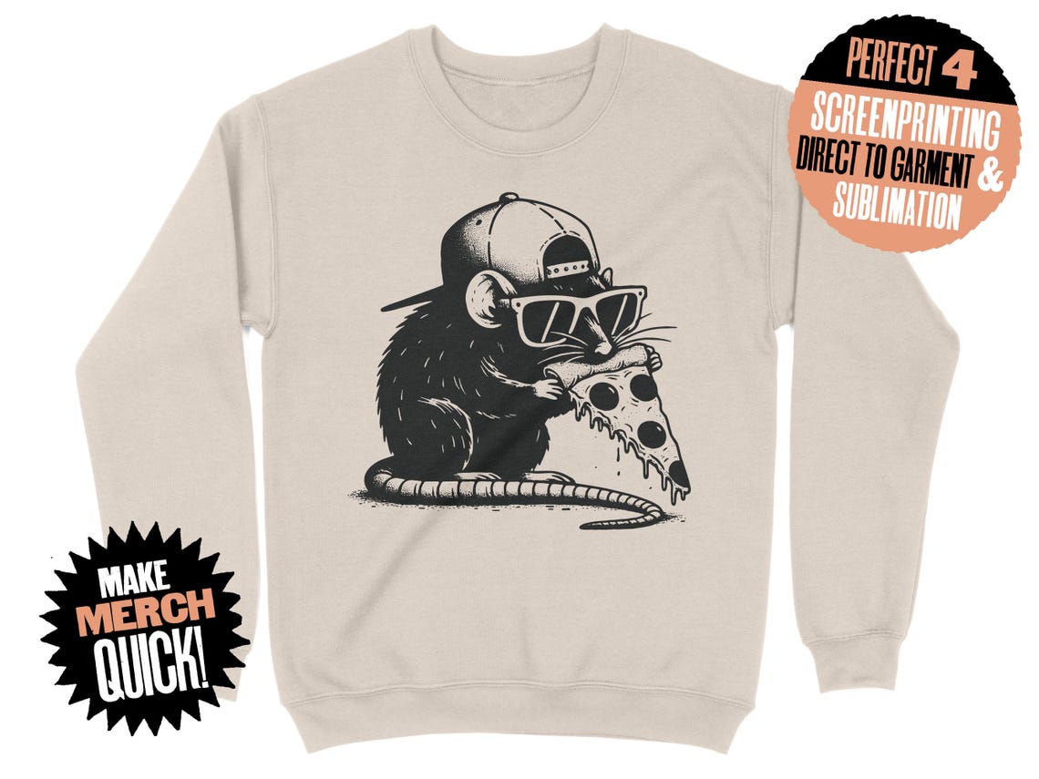 Pizza Rat - Funny Rodent Art Graphic Illustration - Transparent PNG SVG ...