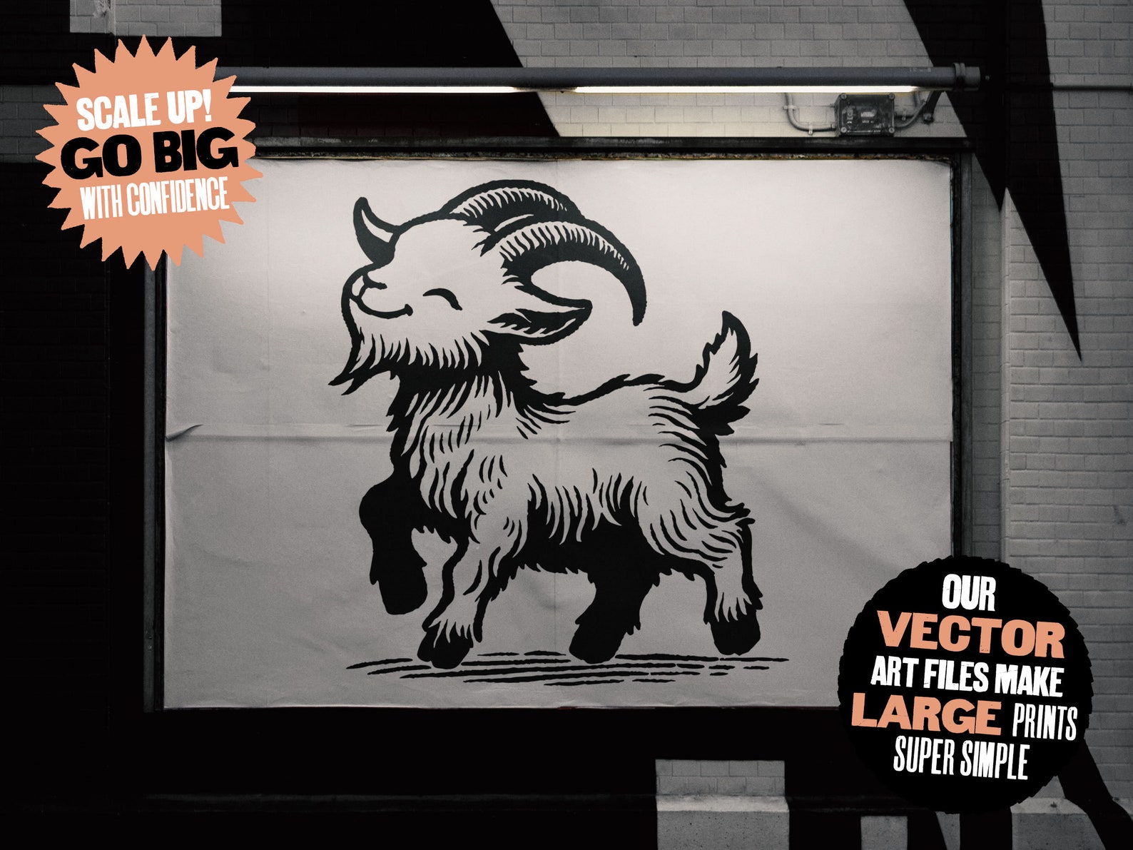 Cute Young Goat Prancing - Charming Farm Animal Art Graphic ...