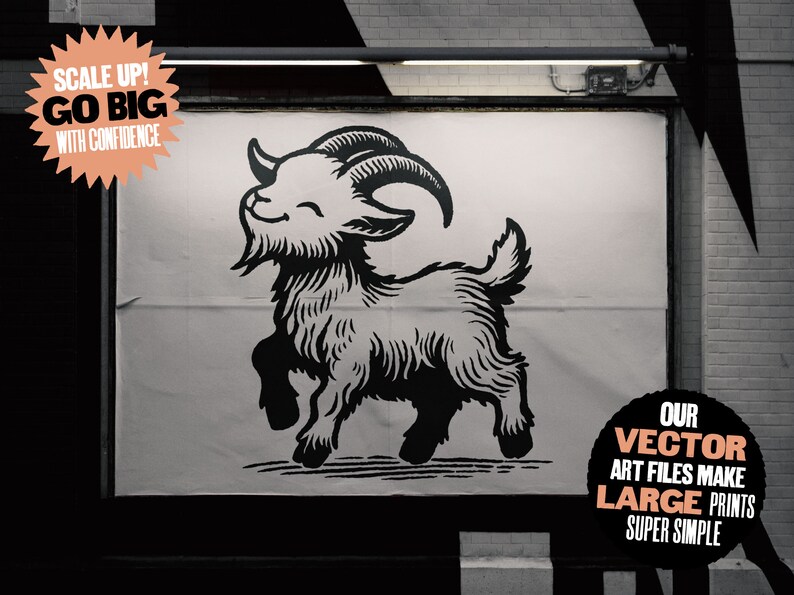 Cute Young Goat Prancing - Charming Farm Animal Art Graphic ...