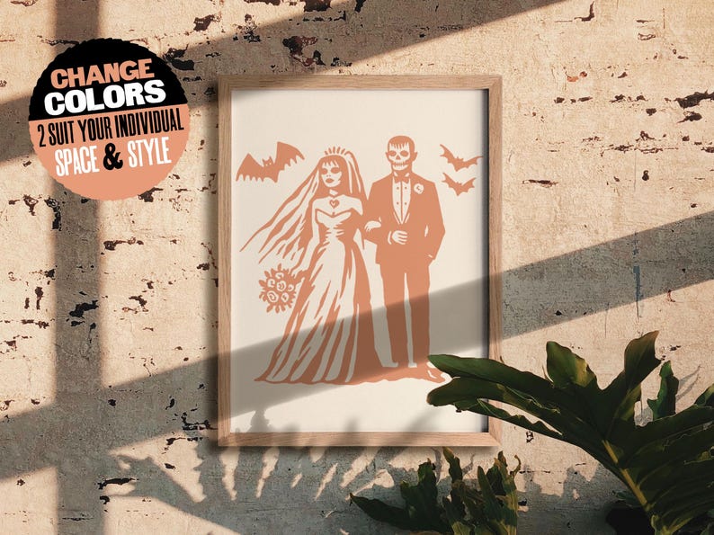 Gothic Vampire Newlywed Couple: Wedding Art PNG SVG Transparent Clipart ...