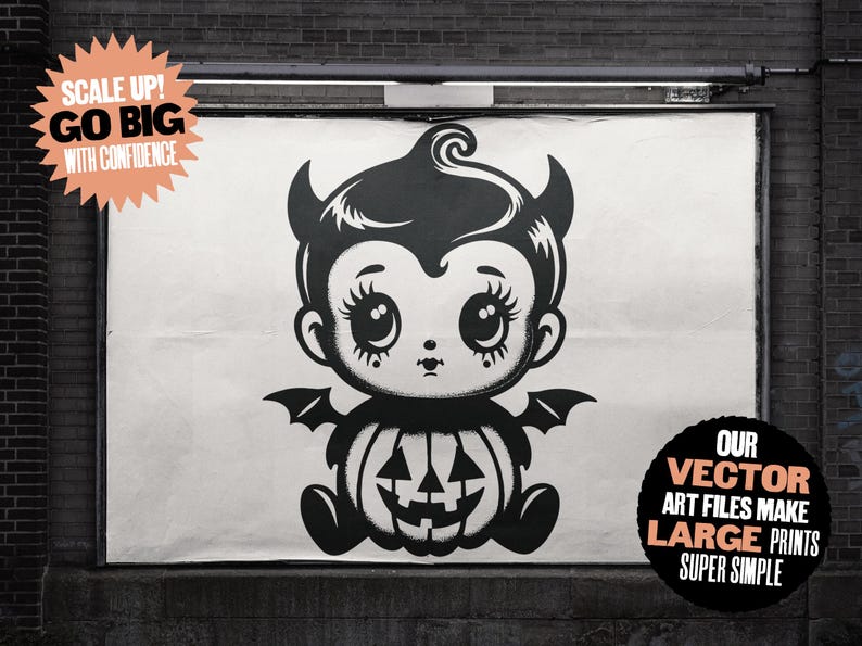 Kewpie Doll Dressed in Cute Pumpkin Costume Halloween Graphic ...