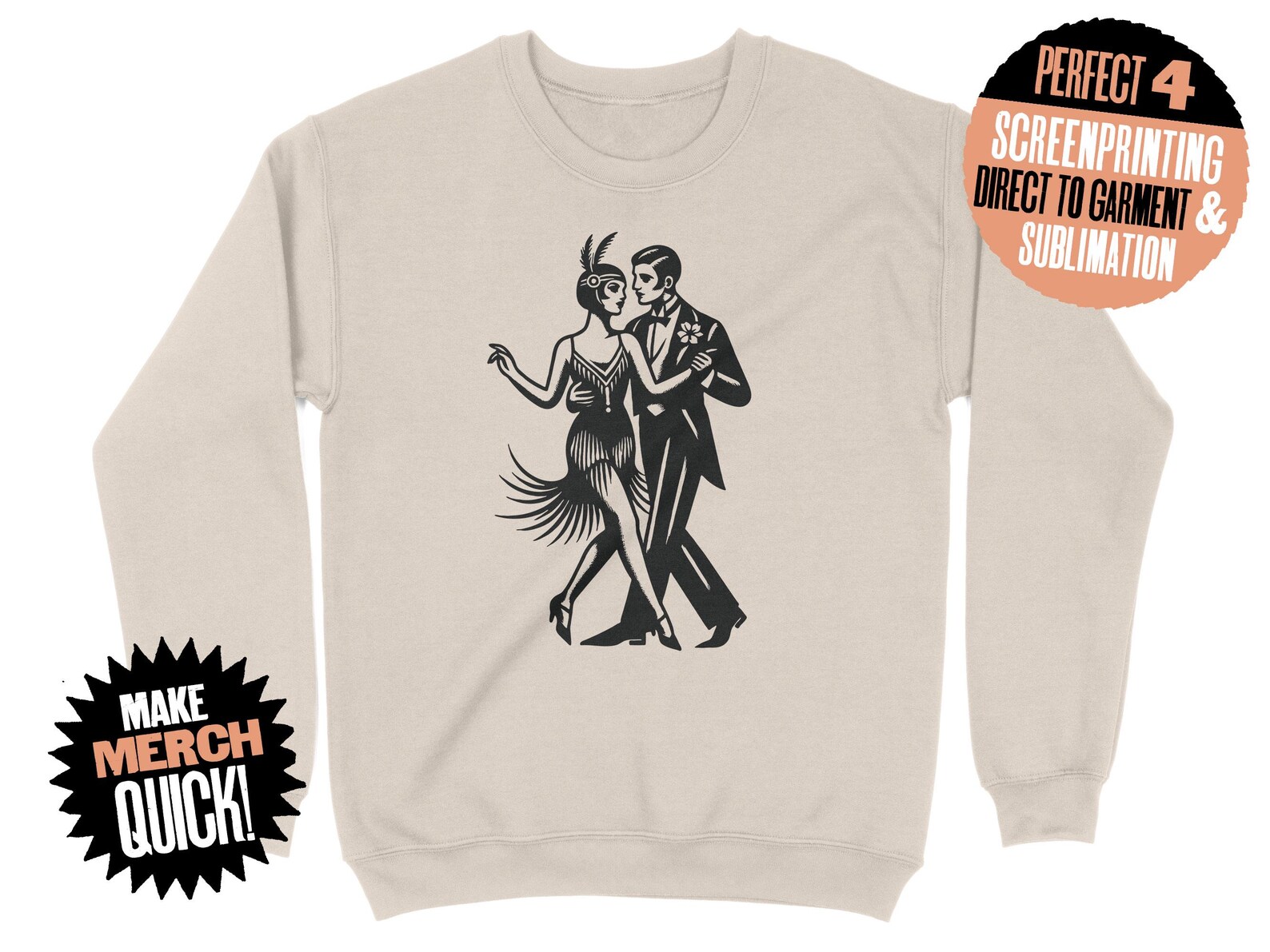 Glamorous 1930's Dancing Flapper Couple - Upscale Fancy Dance Party Art ...