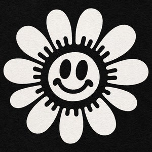 Cute Smiling Daisy Flower Face Adorable Art Graphic Illustration ...