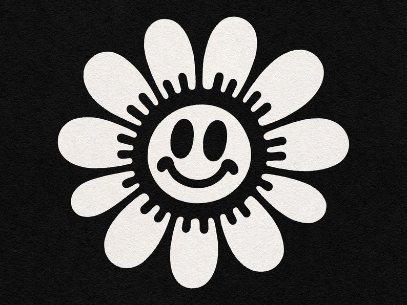 Cute Smiling Daisy Flower Face Adorable Art Graphic Illustration ...