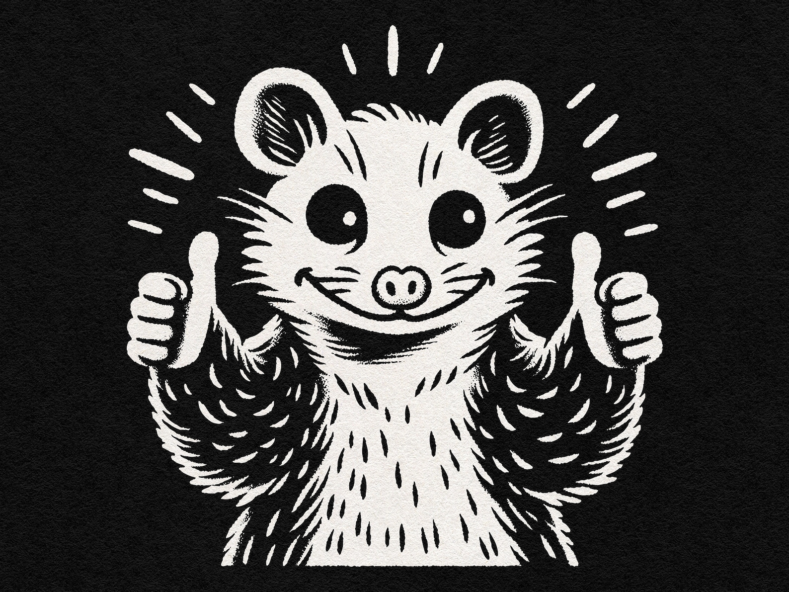 Positive Opossum Holding Two Thumbs up - Motivational Marsupial Animal ...