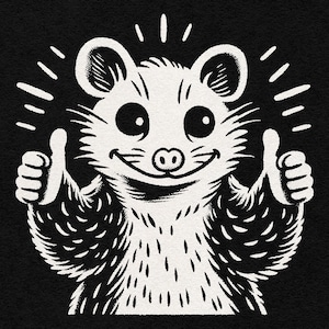 Positive Opossum Holding Two Thumbs up - Motivational Marsupial Animal ...
