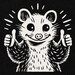Opossum Holding Thumbs Up: Positive Optimistic Art PNG SVG Clipart ...