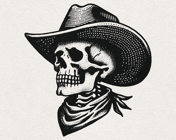 Skull Cowboy: Spooky Country Western Art PNG SVG Clipart Graphic ...