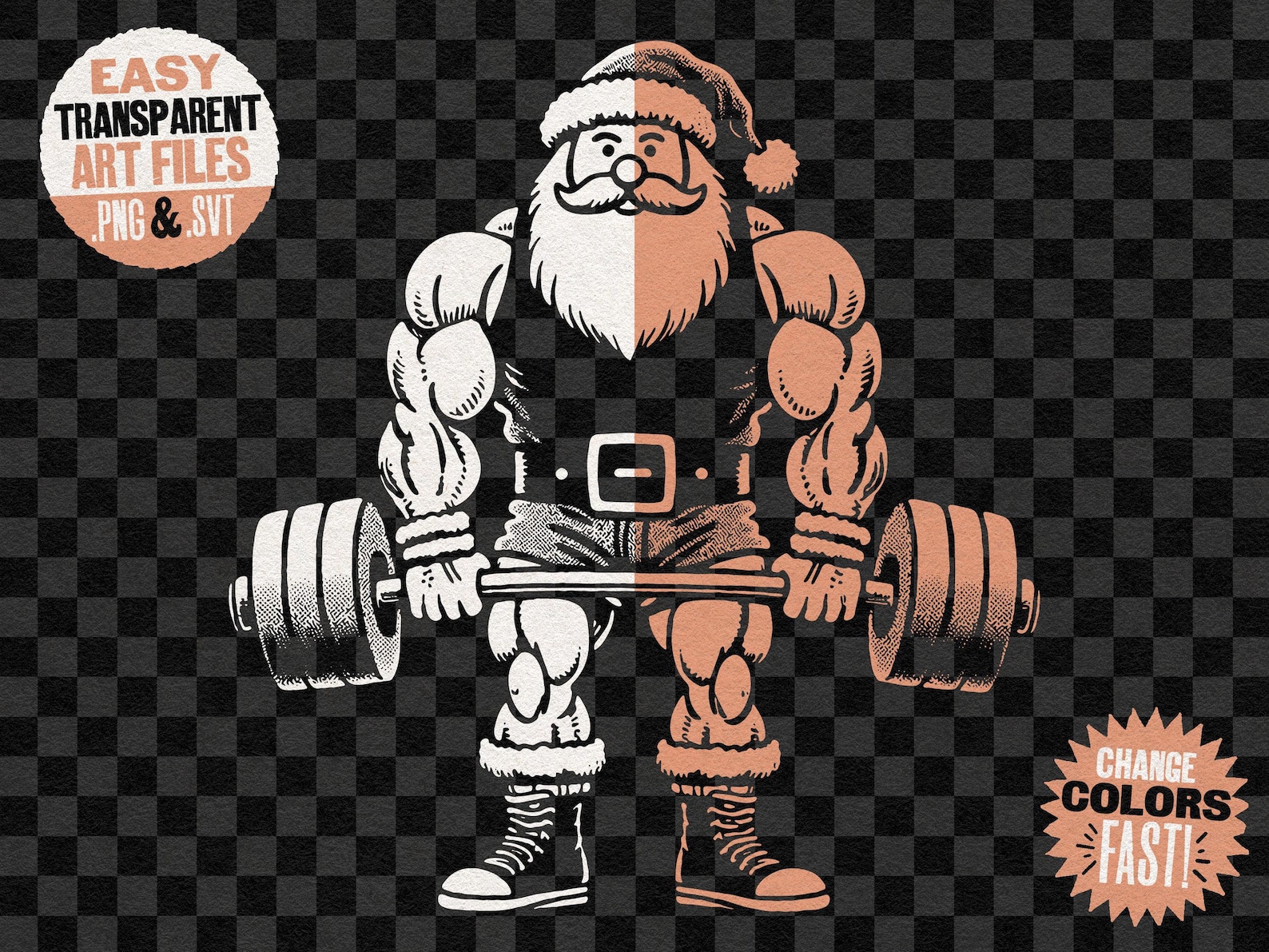 Weight Lifting Santa Claus - Buff Crossfit Christmas Holiday Sports Art ...
