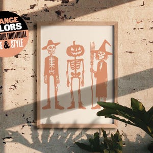 Halloween Character Trio: Skeleton, Jack-o-lantern, Witch Art PNG SVG ...