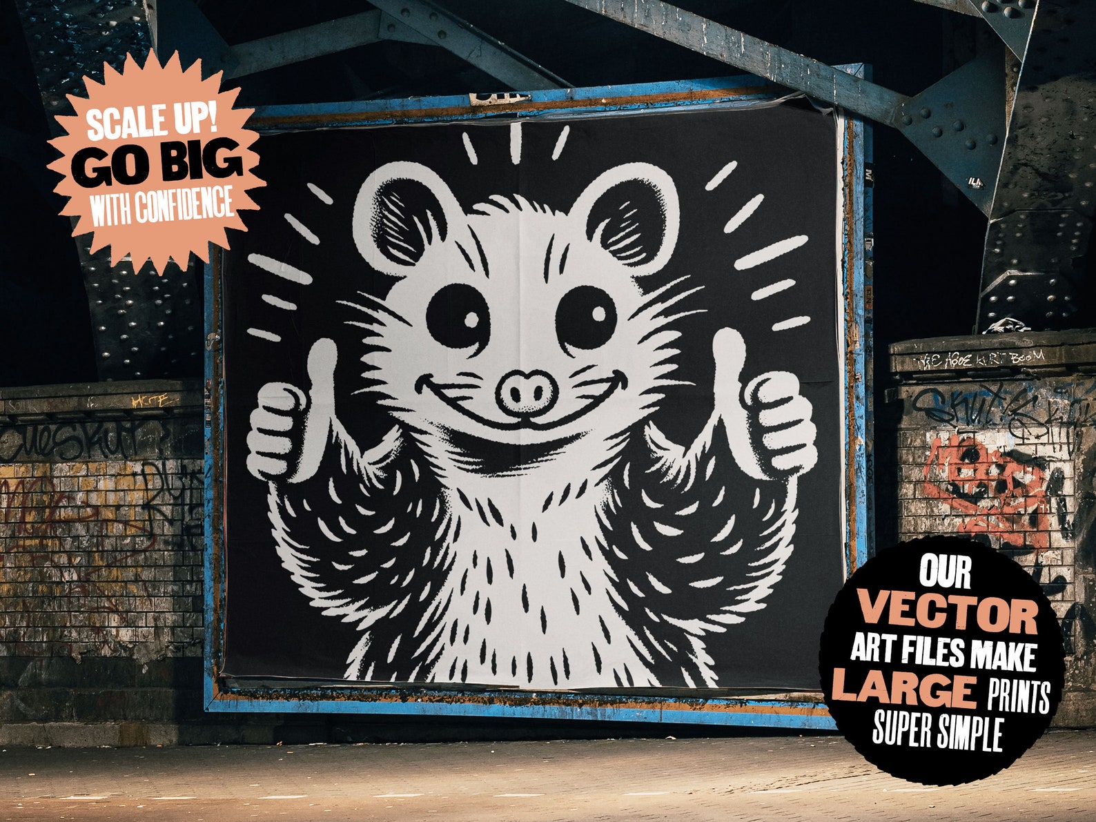 Opossum Holding Thumbs Up: Positive Optimistic Art PNG SVG Clipart ...