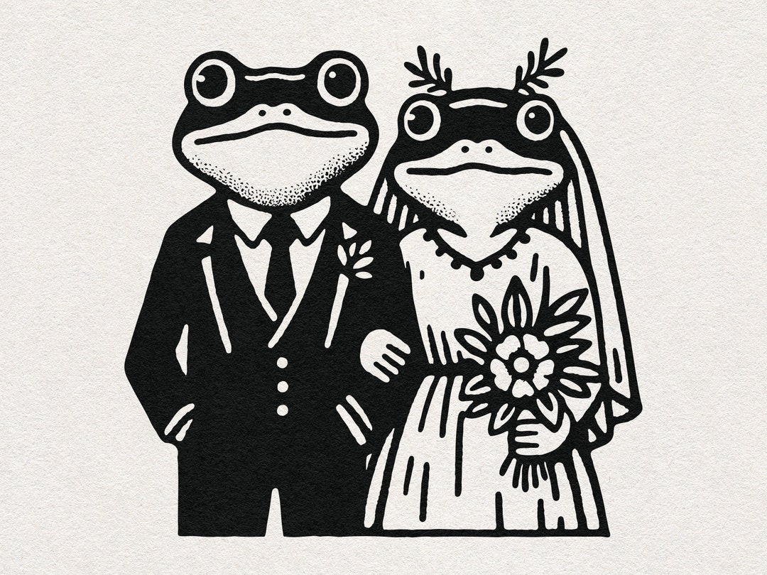 Frog Newlyweds Couple - Cute Wedding Day or Anniversary Art Graphic ...