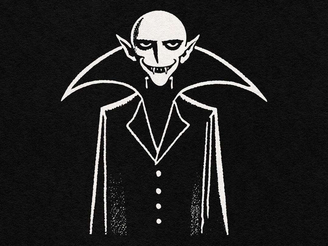 Creepy Nosferatu Cartoon Portrait - Silent Film Inspired Count Orlok ...
