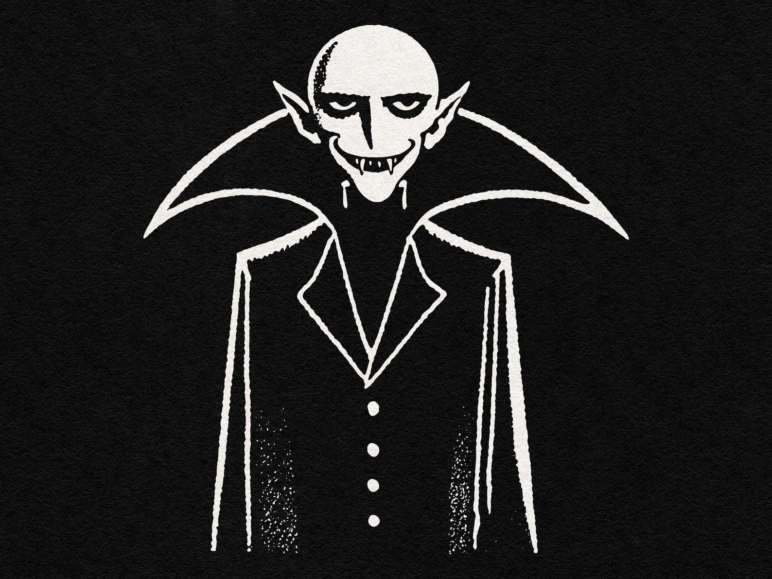 Creepy Nosferatu Cartoon Portrait - Silent Film Inspired Count Orlok ...