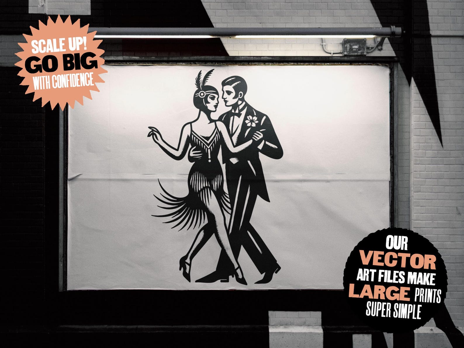 Glamorous 1930's Dancing Flapper Couple - Upscale Fancy Dance Party Art ...