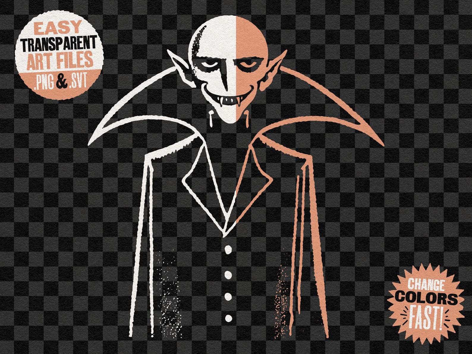 Creepy Nosferatu Cartoon Portrait - Silent Film Inspired Count Orlok ...