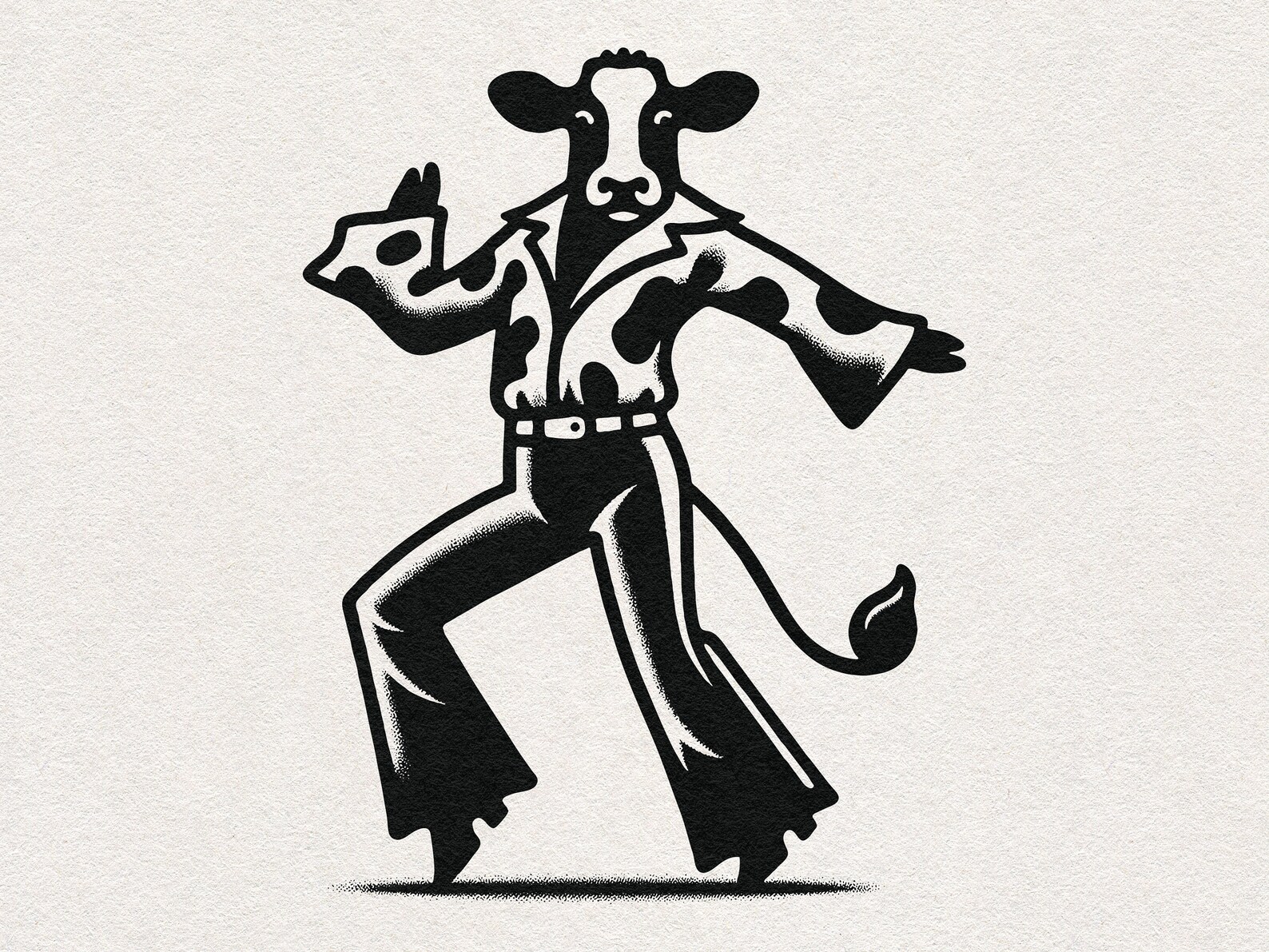 Disco Dancing Dairy Cow - Farm Dance Party Art Graphic Illustration ...