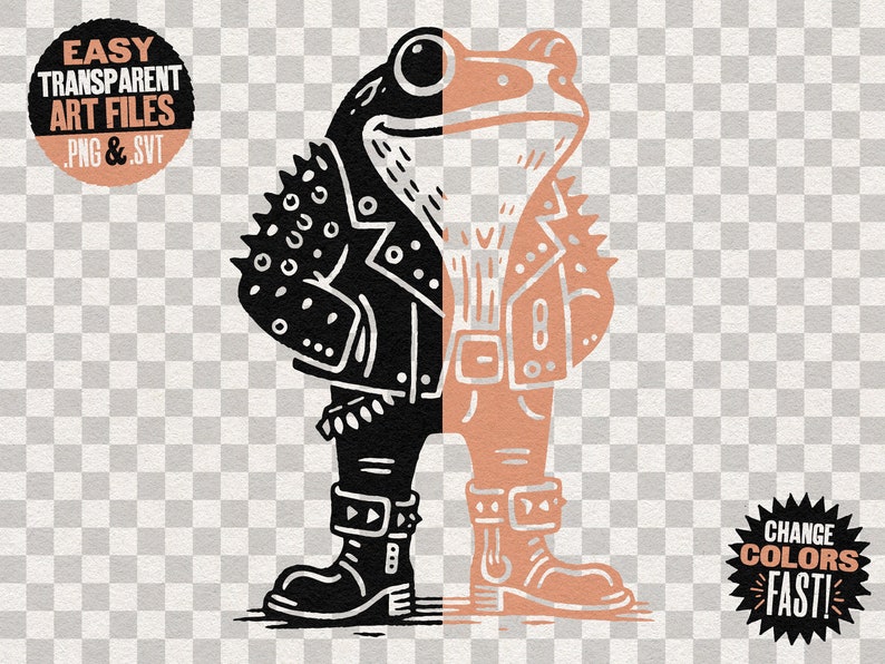 Heavy Metal Punk Rock Frog - Art Graphic Illustration - Transparent PNG ...