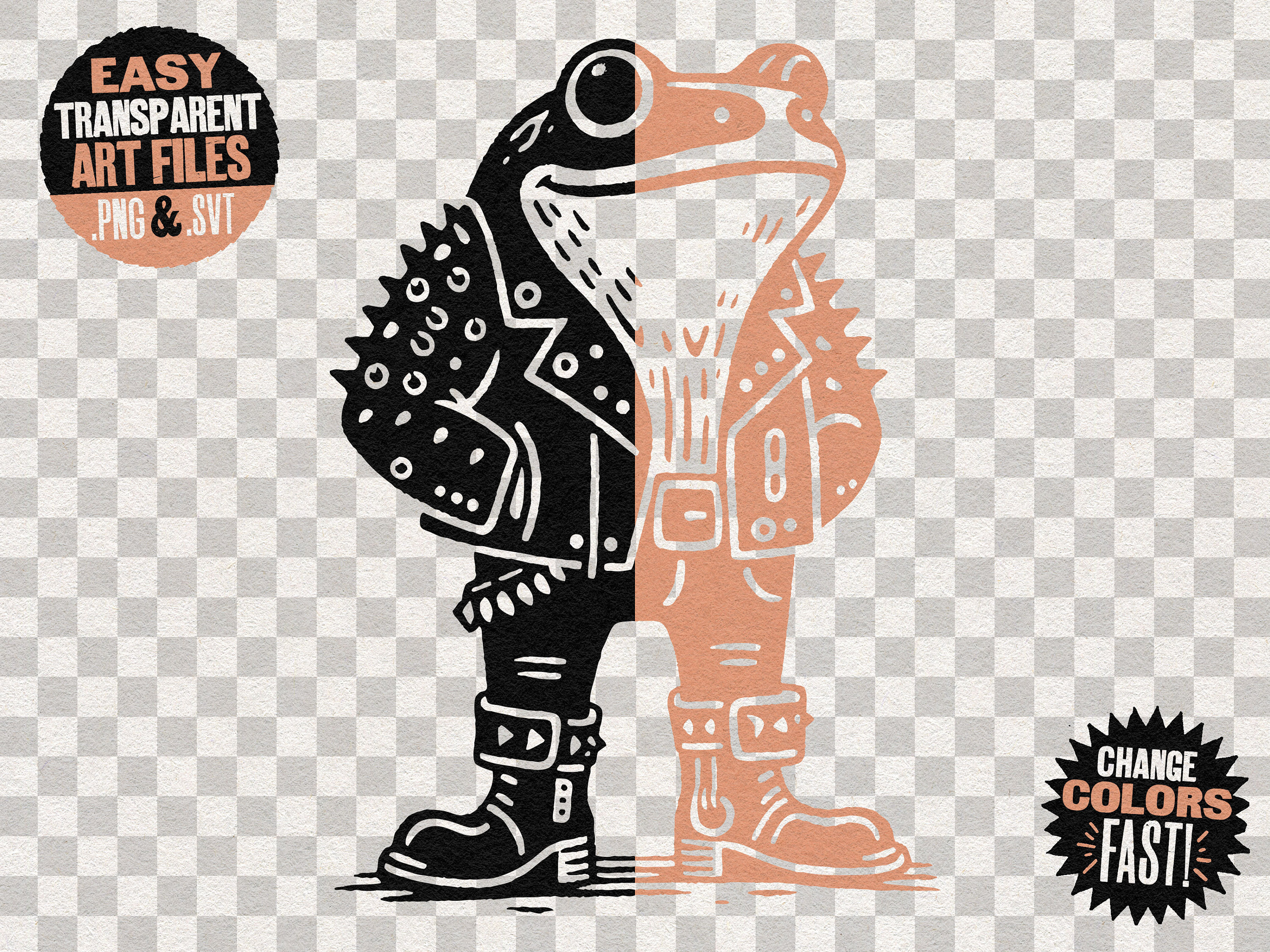 Heavy Metal Punk Rock Frog - Art Graphic Illustration - Transparent PNG ...