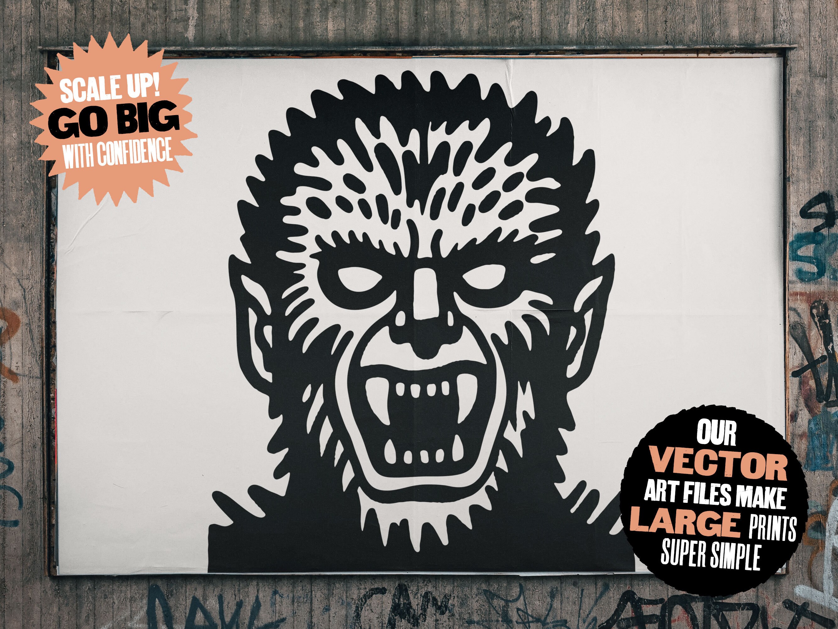 Wolfman Pop Art: Halloween Monster Clipart (PNG SVG Digital Download ...