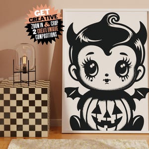 Kewpie Doll Dressed in Cute Pumpkin Costume Halloween Graphic ...