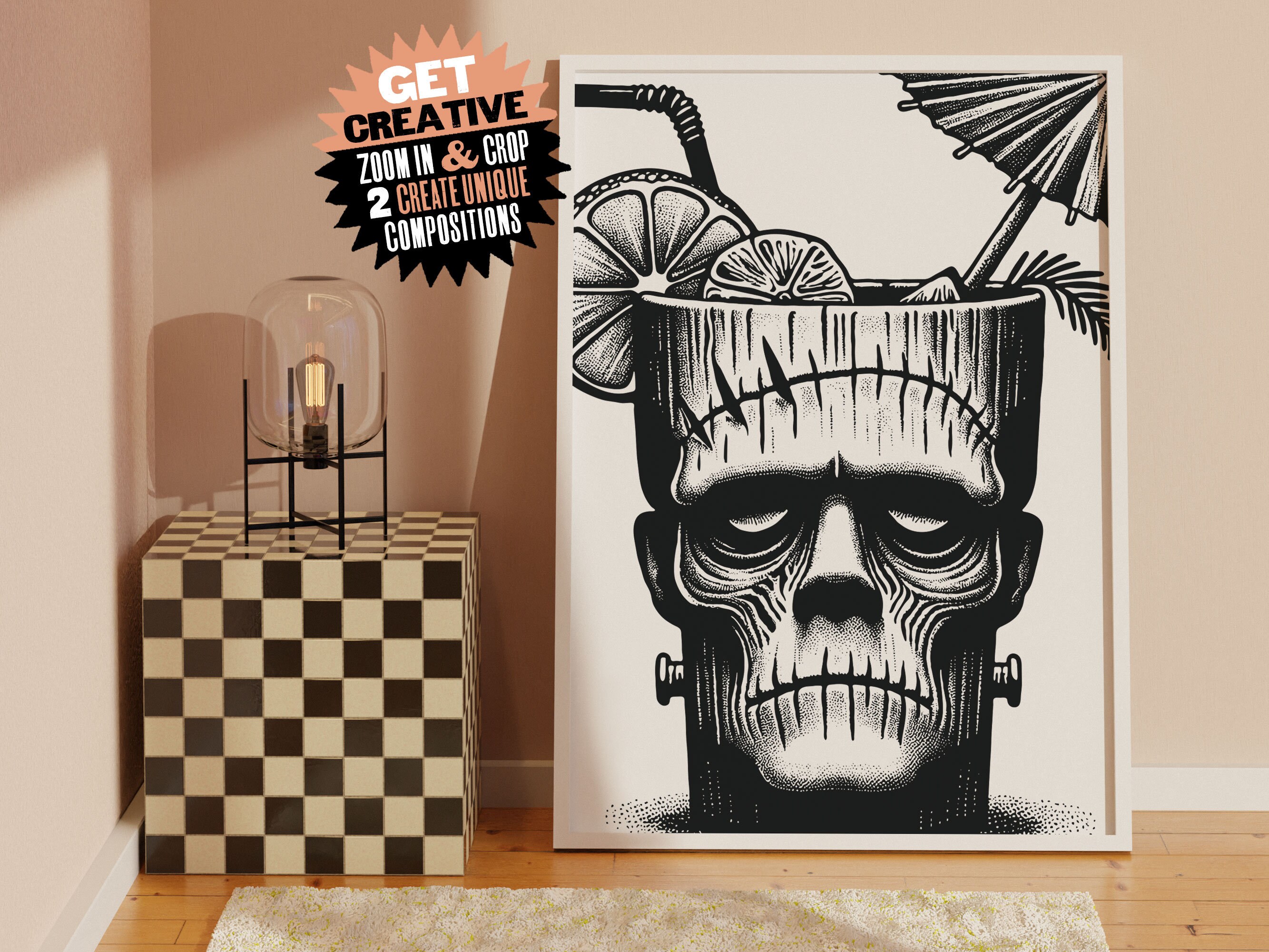 Frankenstein's Monster Tiki Drink - Horror Themed Rum Cocktail Art ...