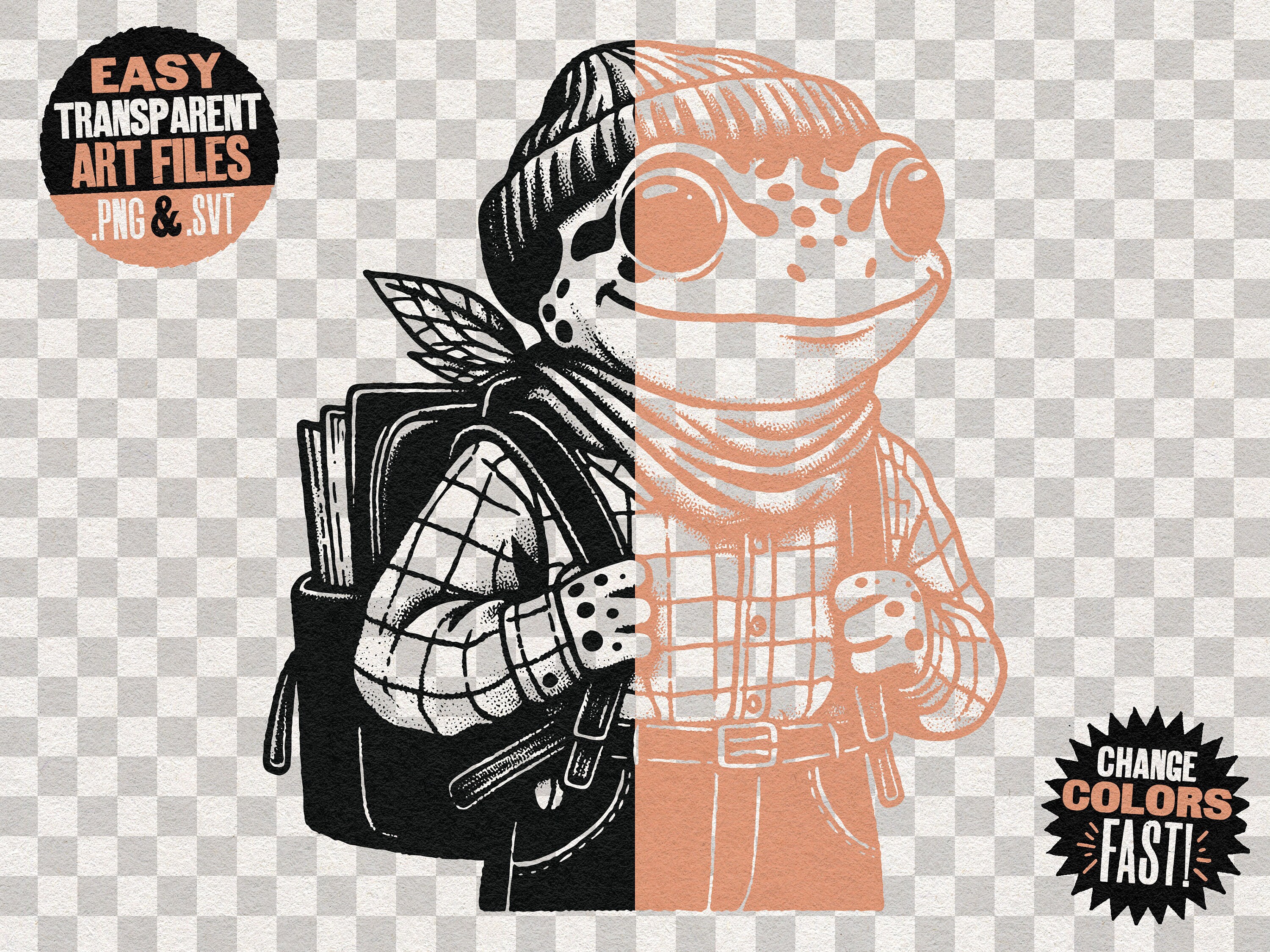 Hip Frog Student Going Back to School Art Graphic Illustration ...