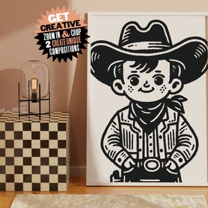 Country Western Cowboy Kid Charming Country Boy Art Graphic ...