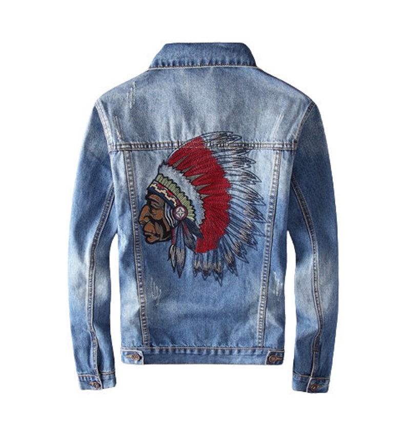 Men's Denim Jacket With Indian, NWT Size 2X - Etsy