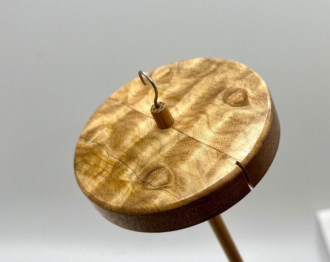Book-matched Quilted Maple Drop Spindle, Top Whorl, African Mahogany ...