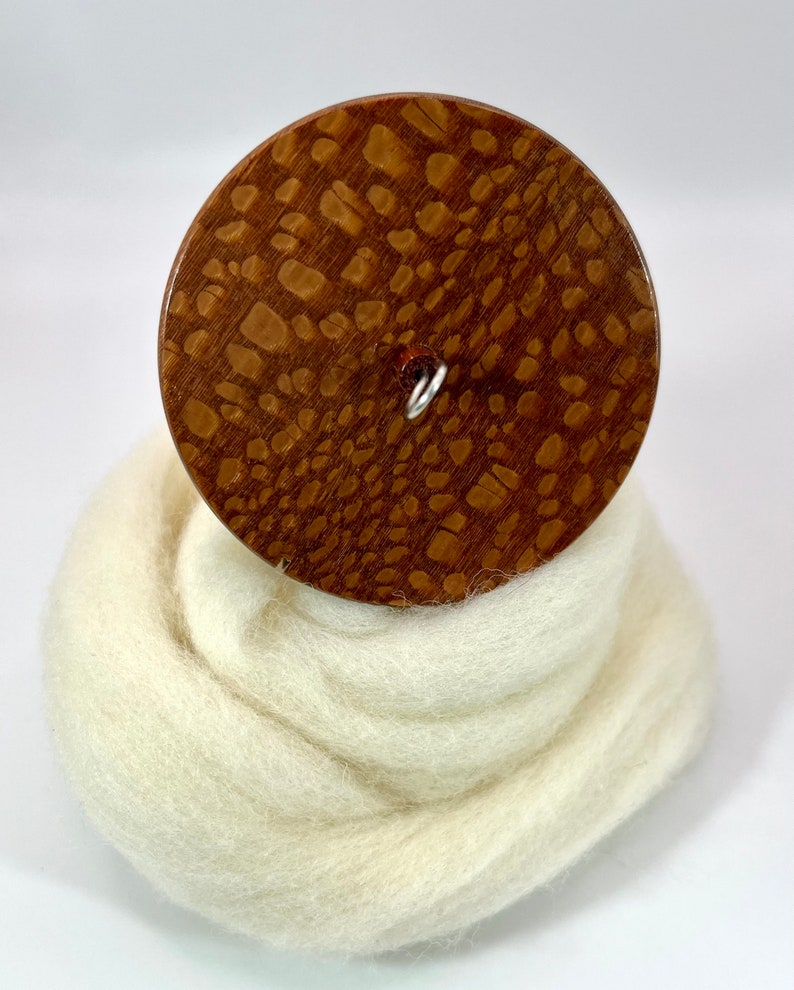 Leopardwood Drop Spindle, African Mahogany Base, Bloodwood Shaft, Hand ...