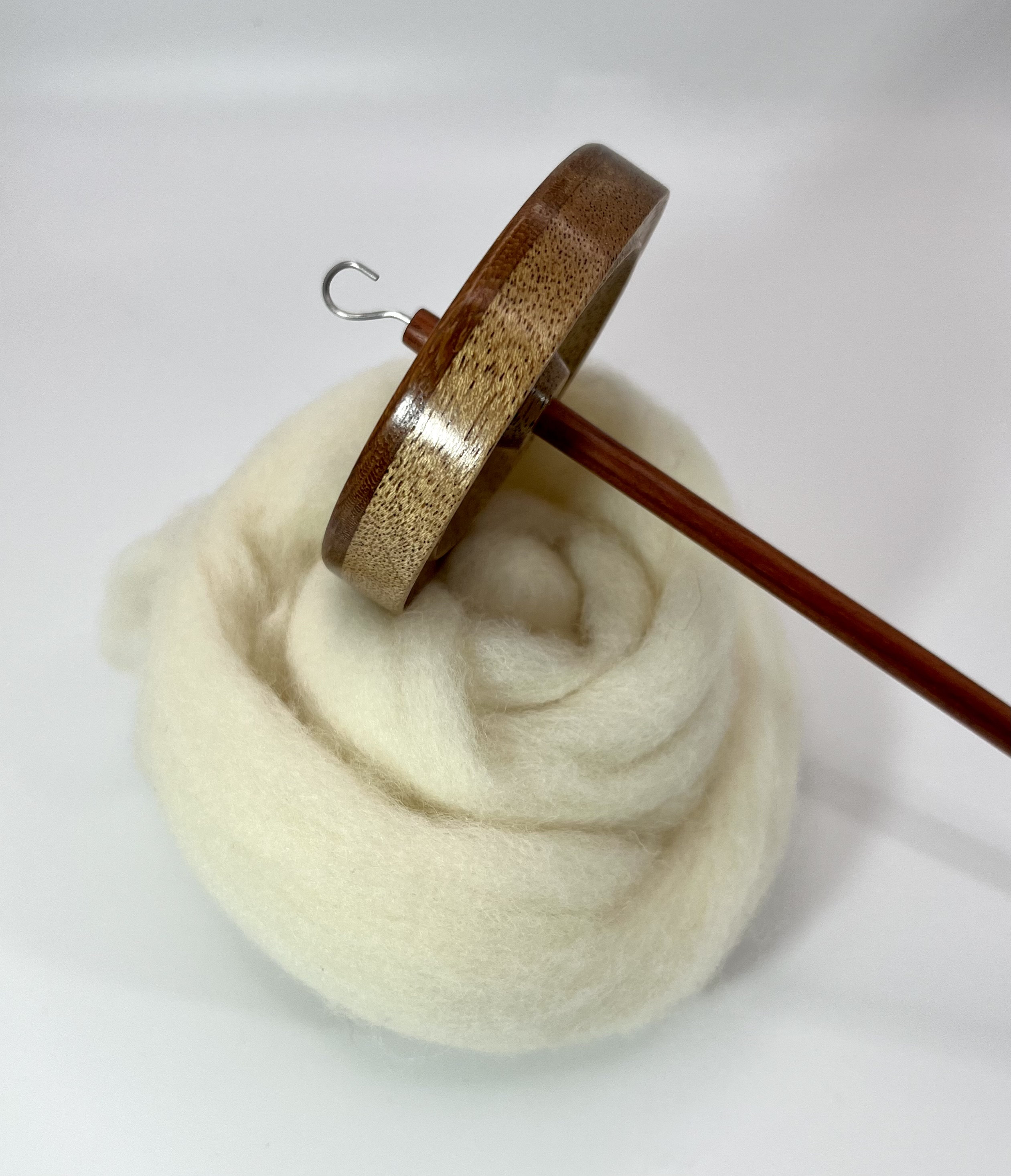 Leopardwood Drop Spindle, African Mahogany Base, Bloodwood Shaft, Hand ...