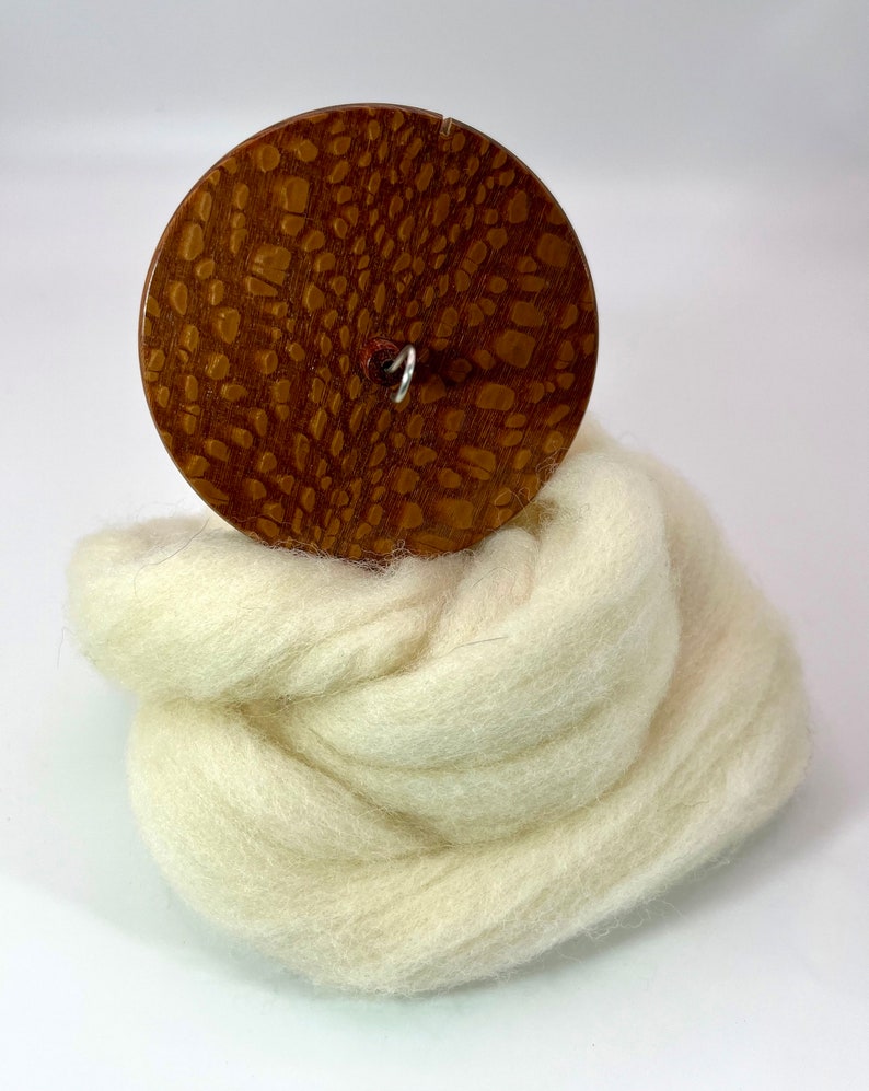 Leopardwood Drop Spindle, African Mahogany Base, Bloodwood Shaft, Hand ...