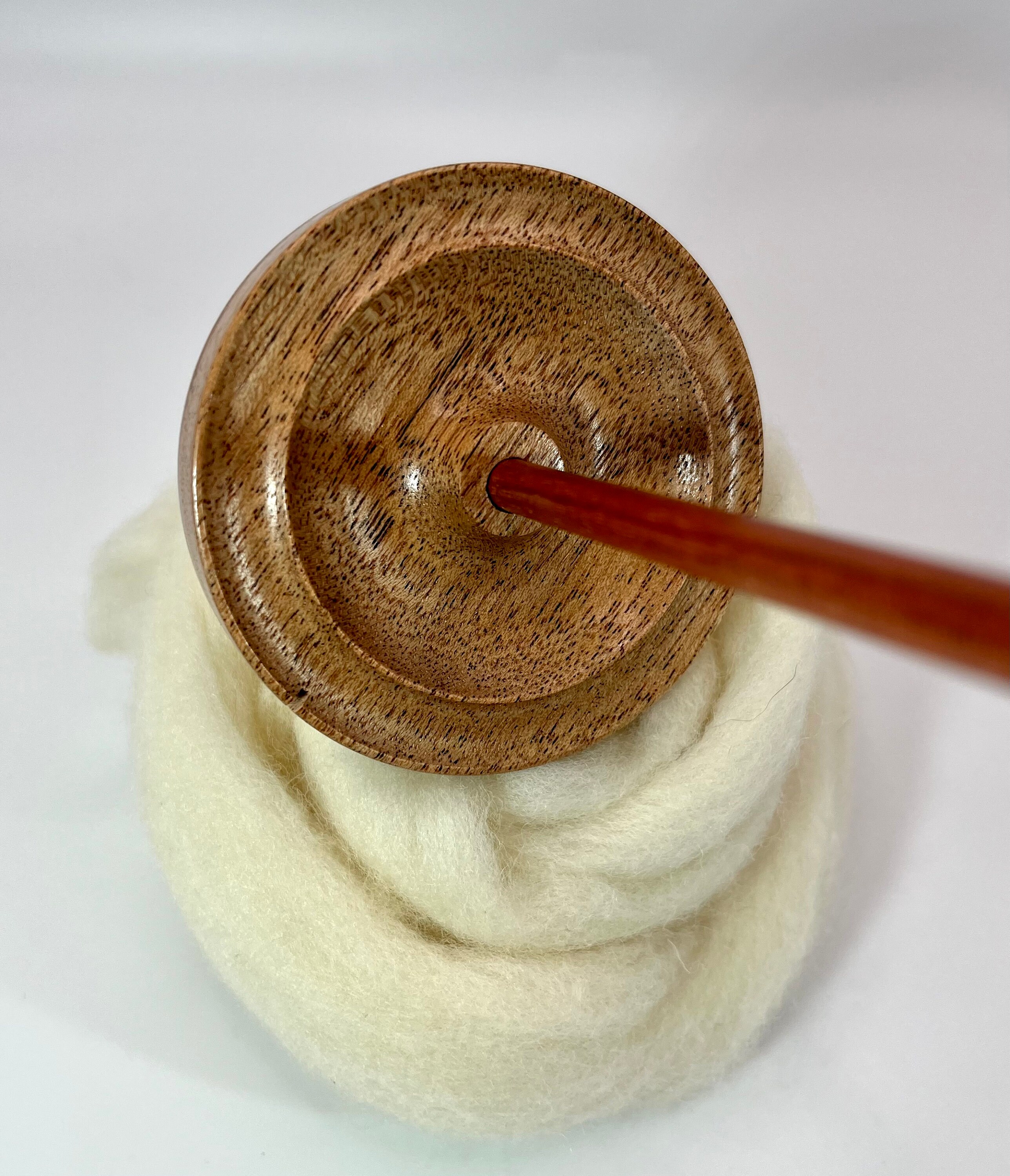 Leopardwood Drop Spindle, African Mahogany Base, Bloodwood Shaft, Hand ...