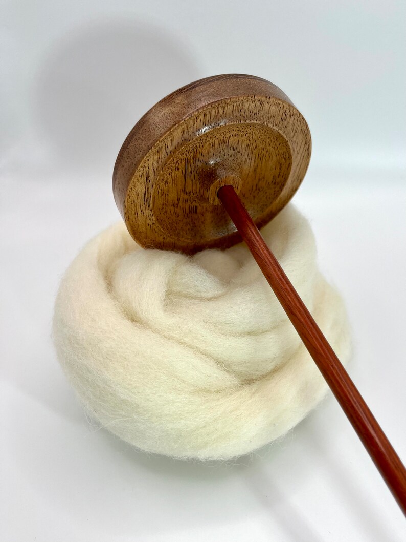 Leopardwood Drop Spindle, African Mahogany Base, Bloodwood Shaft, Hand ...