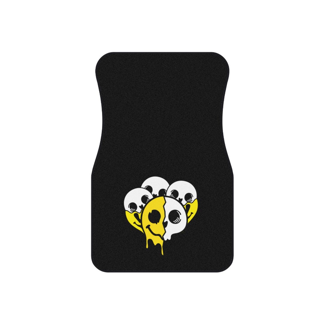 Car Mats, Twisted Smiley Skull Design, Front Floor Mats, Gothic Car ...