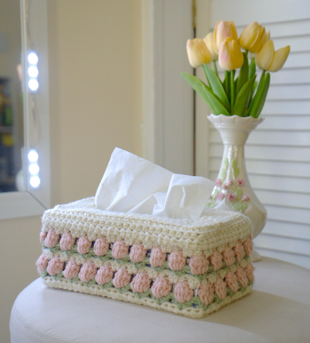 Tulip Tissue Box Cover Crochet Pattern, Intermediate Crochet, Home ...