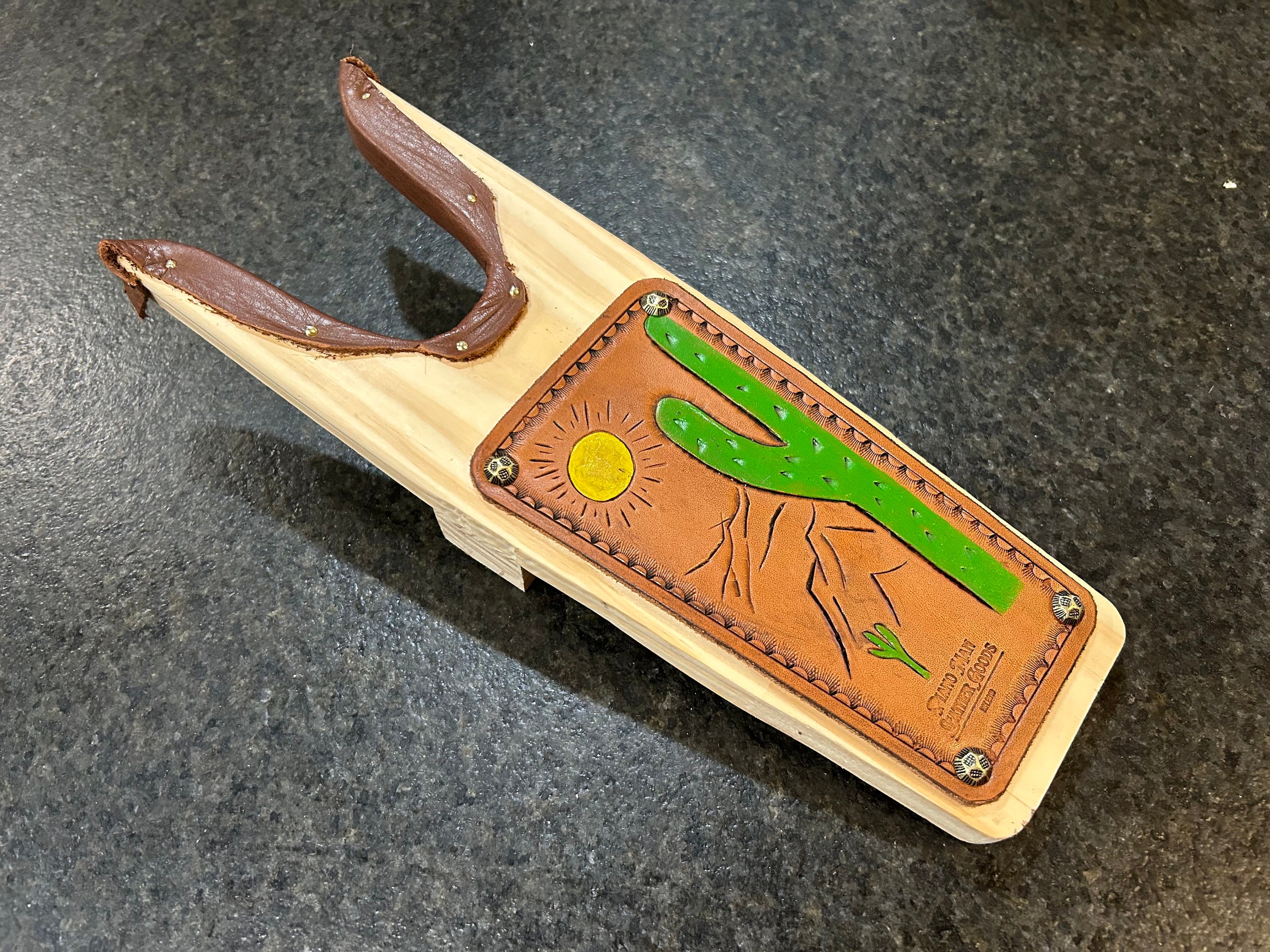 Handtooled Leather Bootjack, Cactus Bootjack, Western Bootjack - Etsy