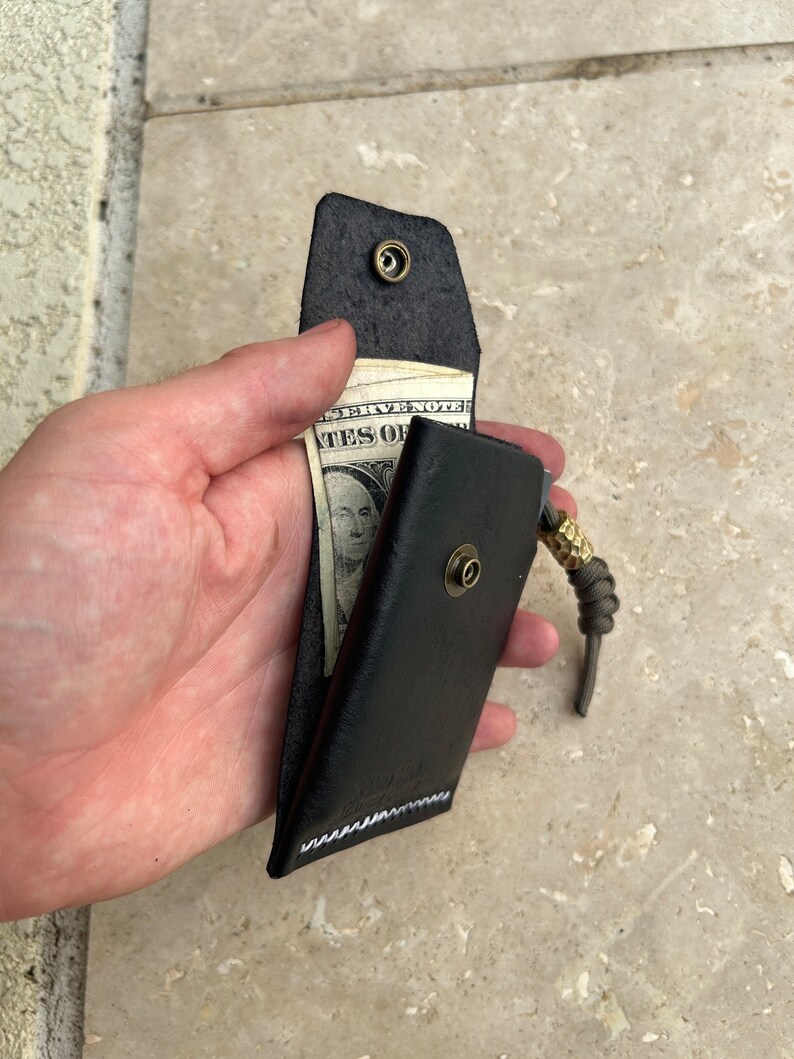 Minimalist Snap Wallet, EDC Wallet, Slim Leather Wallet, Handmade 15 ...