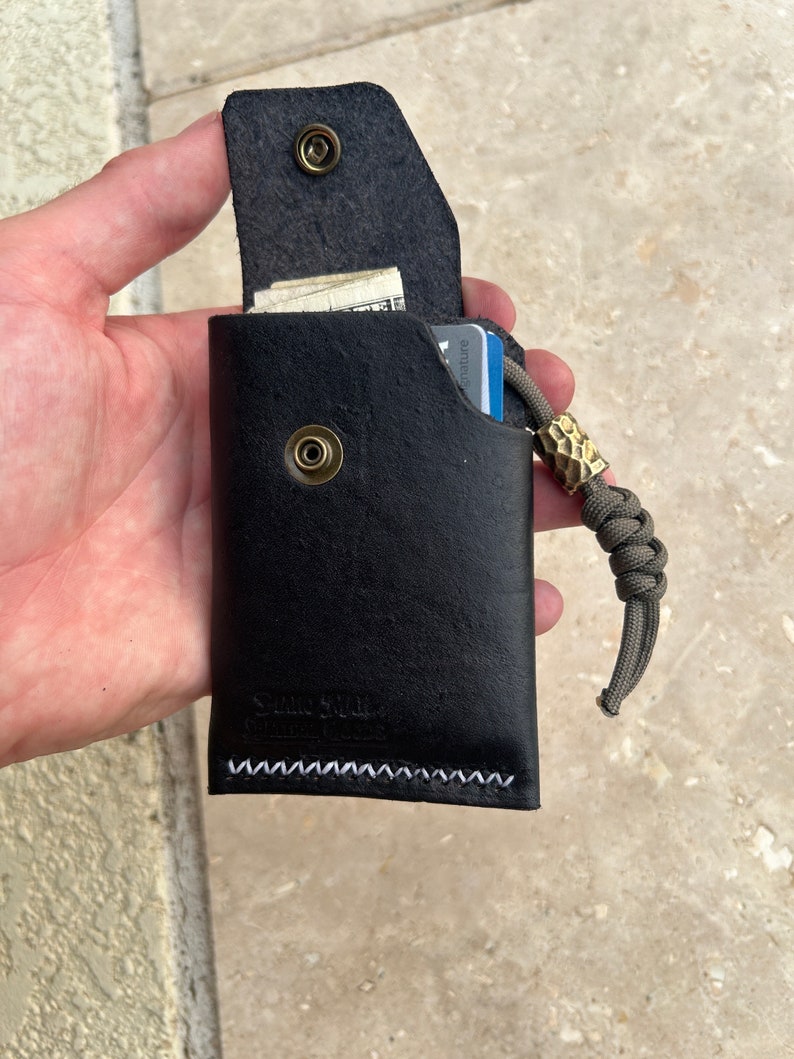 Minimalist Snap Wallet, EDC Wallet, Slim Leather Wallet, Handmade 15 ...