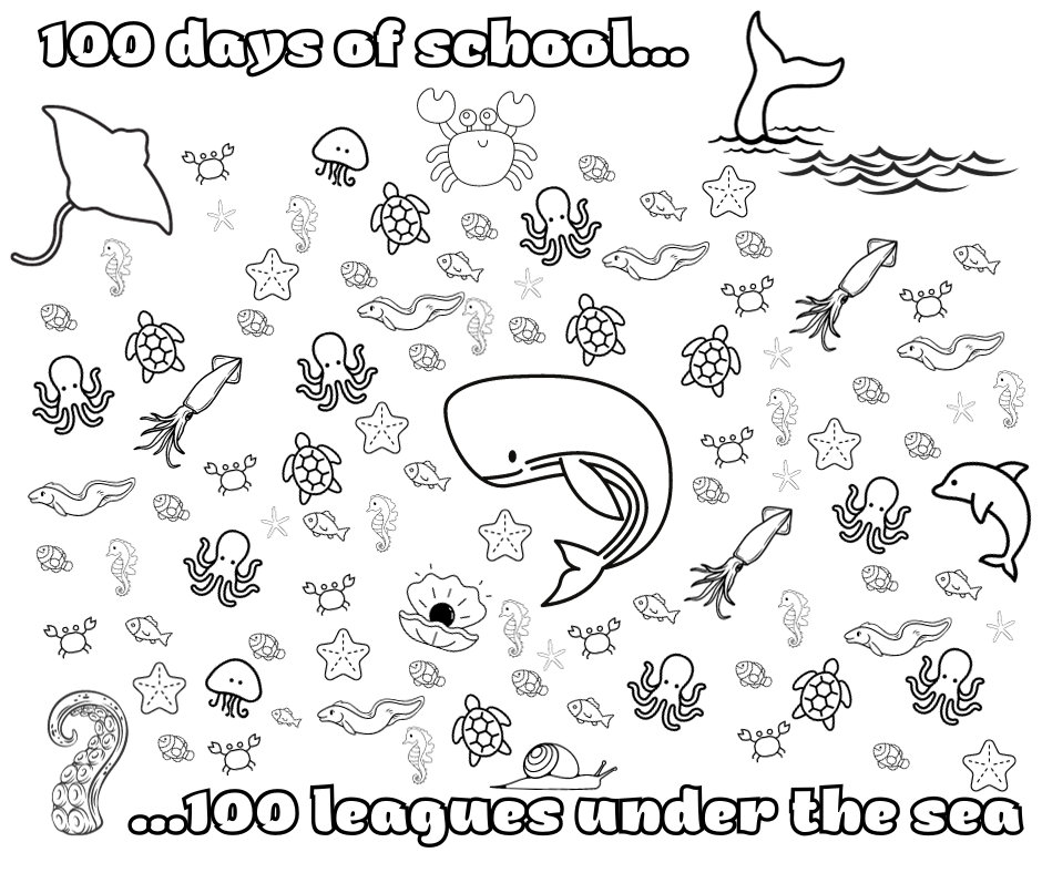 Printable Downloadable 100 DAYS OF SCHOOL Project Teacher Coloring ...
