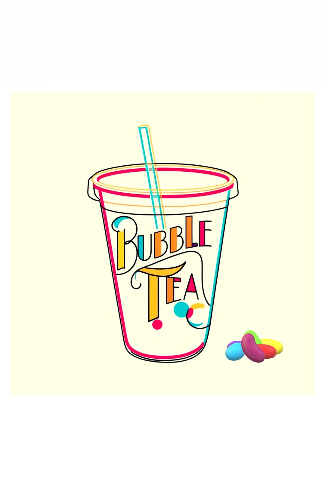 B03 - Digital Art Print of Bubble Tea Cup - Etsy