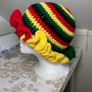 Reggae Crochet Ruffled Hat/ Reggae Hat/ Jamaica Hat/ Crochet Ruffled ...