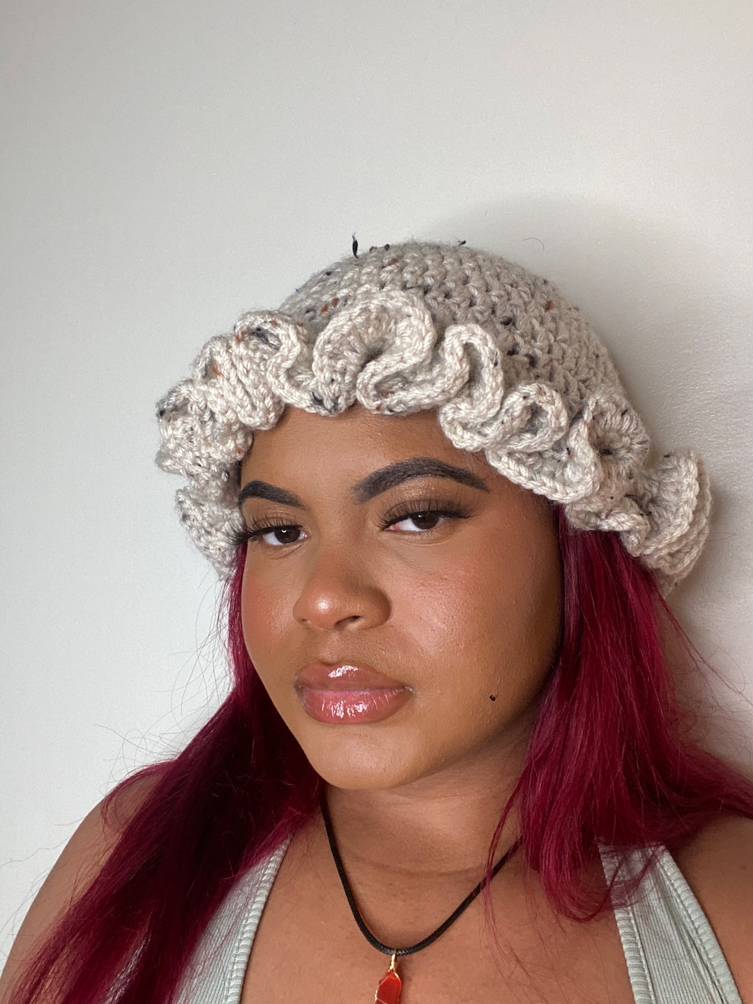 Crochet Ruffled Bucket Hat Ruffled Hat Cute Bucket Hat Handmade Ruffle ...