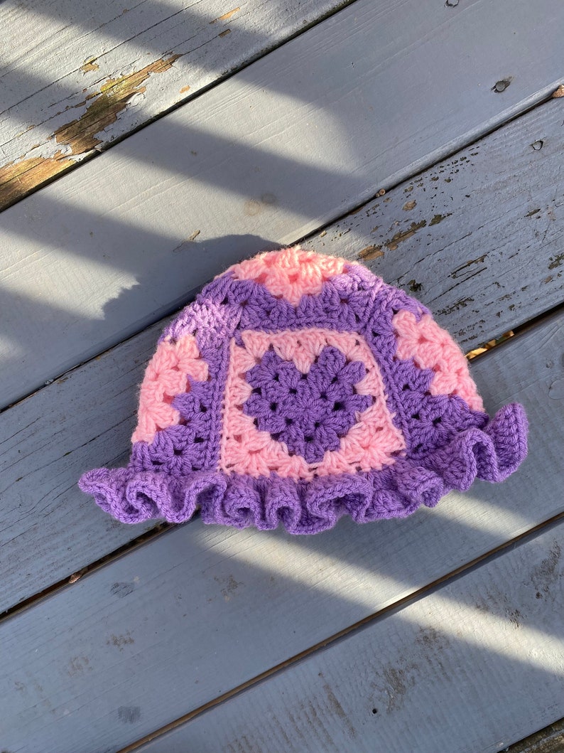 Crochet Granny Heart Square Bucket Hat/ Handmade Bucket Hat/ Summer ...