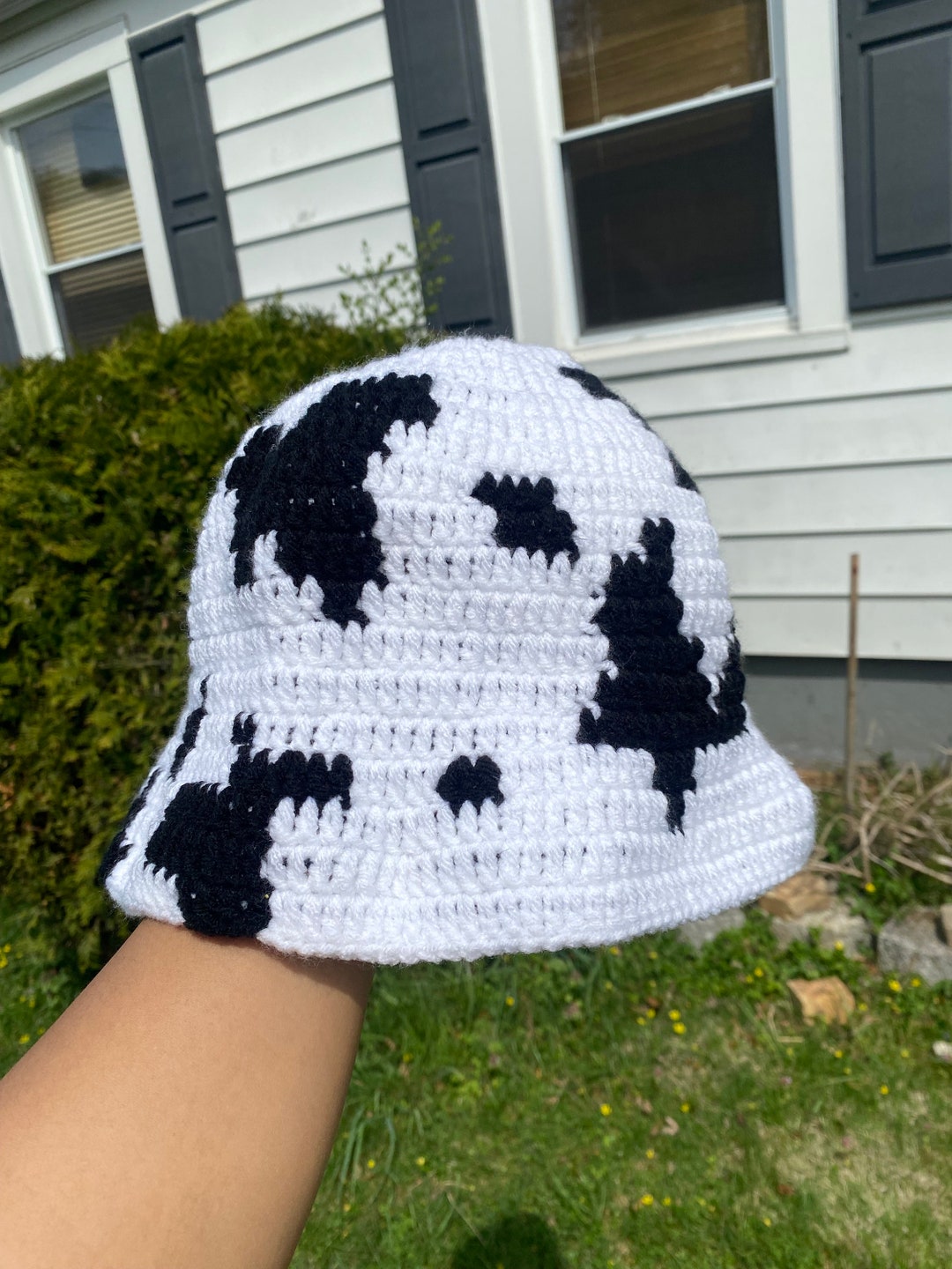 Cow Print Hat/ Crochet Cow Pattern Hat/ Cow Print/ Crochet Bucket Hat ...