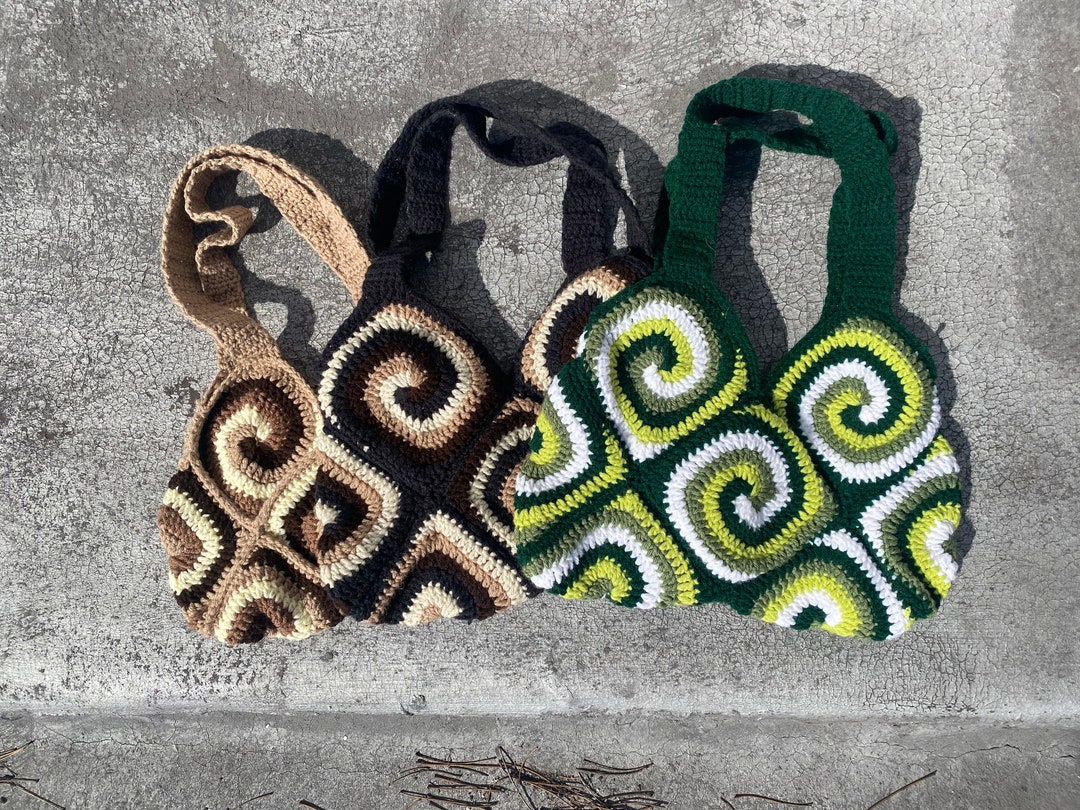 CROCHET Granny Square Swirl Bag, Swirl Multi Colored Bag, Crochet Bag ...