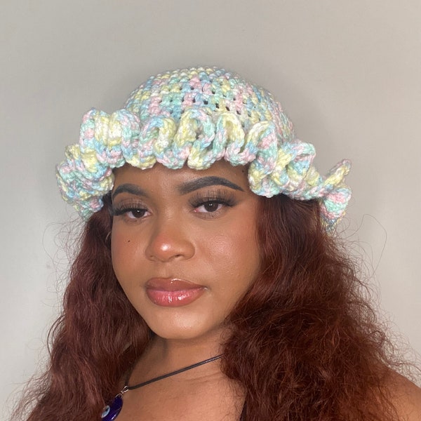 Crochet Ruffled Bucket Hat - Etsy